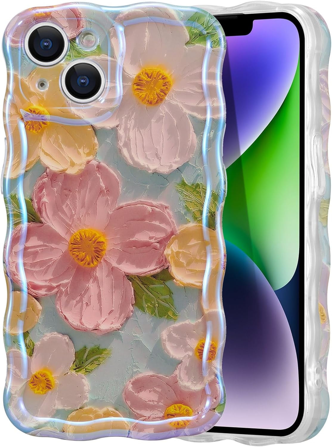 Case for iPhone 14/pro/max,Colorful Retro Oil Painting Printed Flower ...
