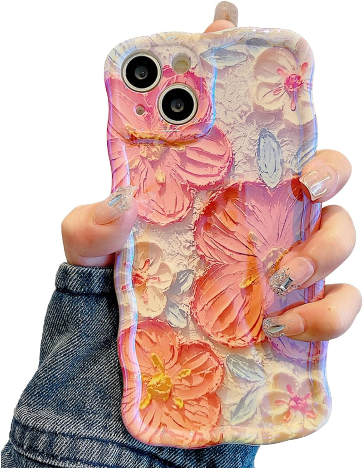 Case for iPhone 15 6.1 inch, Colorful Retro Oil Painting Flower Case ...