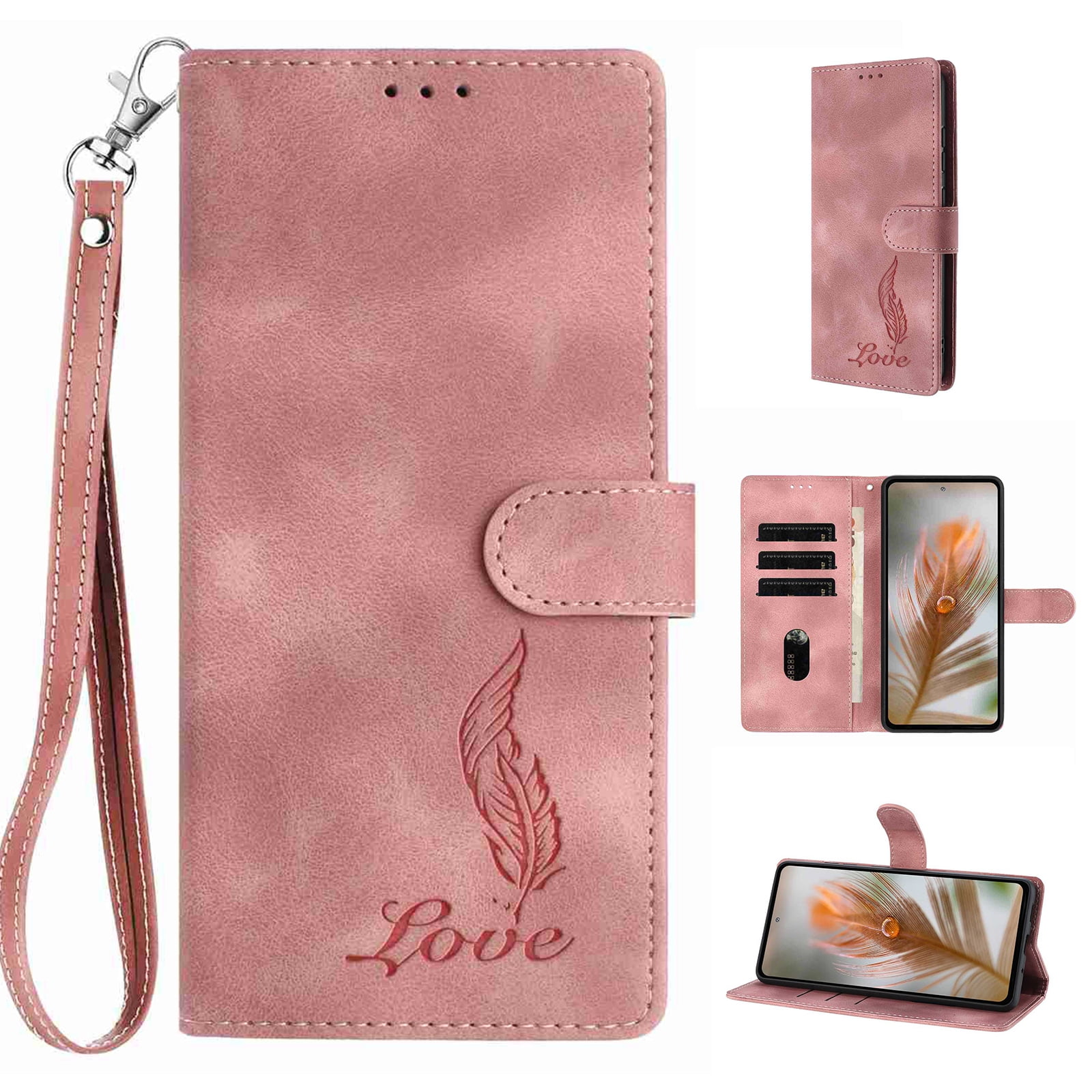 Case for iPhone 15, Girls Women PU Leather Wallet Case Kickstand Wrist ...