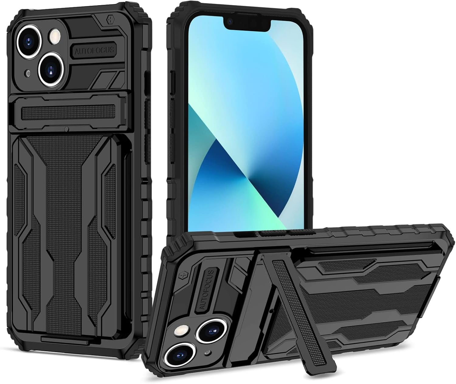 Case for iPhone 15,Military Grade [Built-in Kickstand] with Card Holder ...