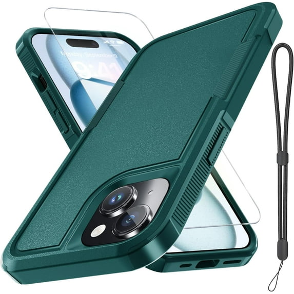 Case for iPhone 15 Plus Phone Cover with Screen Plustector,Military ...
