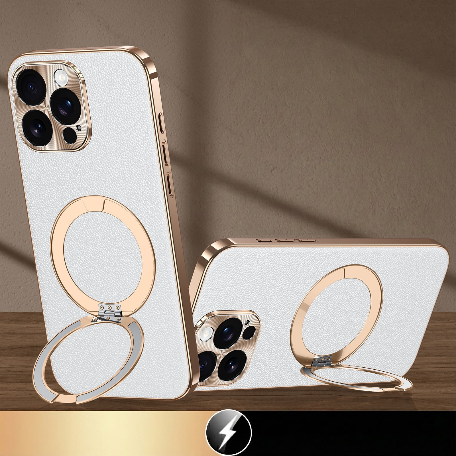 Case for iPhone 15 Pro, Compatible with MagSafe, Lychee Texture PU ...