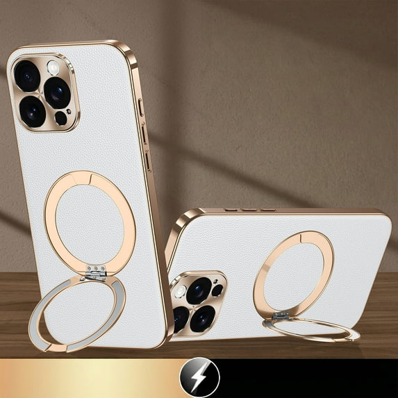 Case for iPhone 15 Pro, Compatible with MagSafe, Lychee Texture PU ...