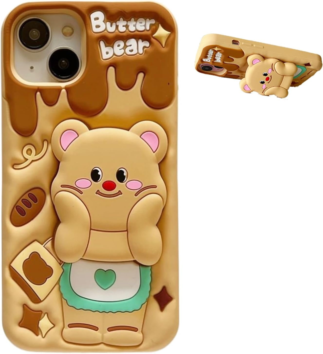 Case for iPhone 15 Pro,Cute 3D Kawaii Phone Cases Funny Butter Bear ...