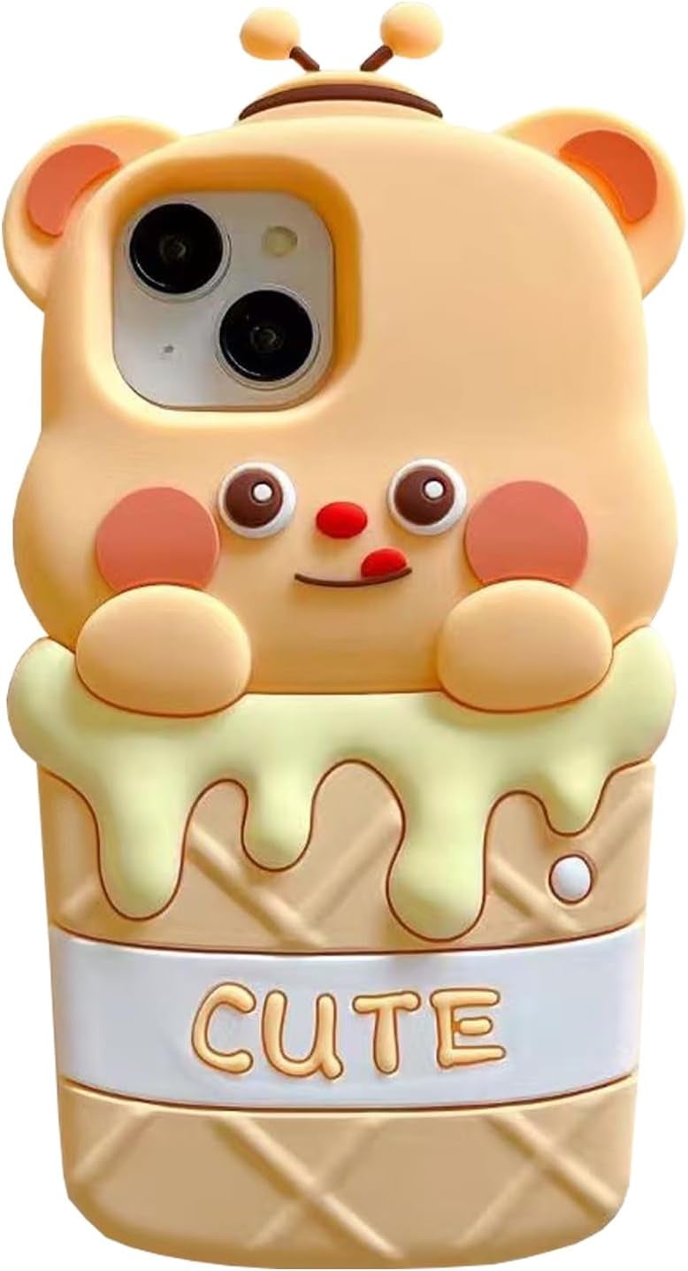 Case for iPhone 15 Pro,Cute 3D Kawaii Phone Cases Funny Butter Bear ...