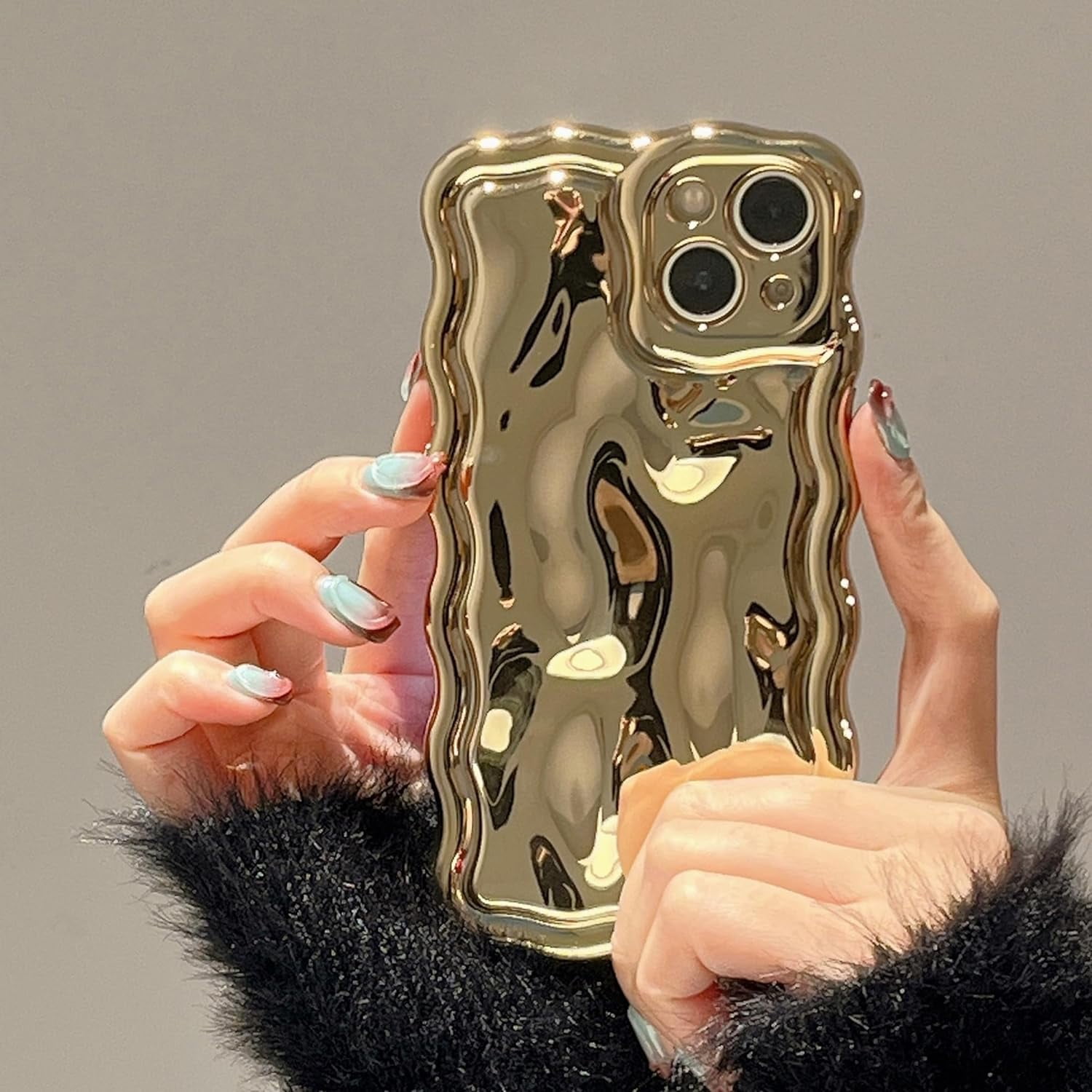 Case for iPhone 15 Pro Max,3D Meteorite Bubble Pattern Electroplate ...