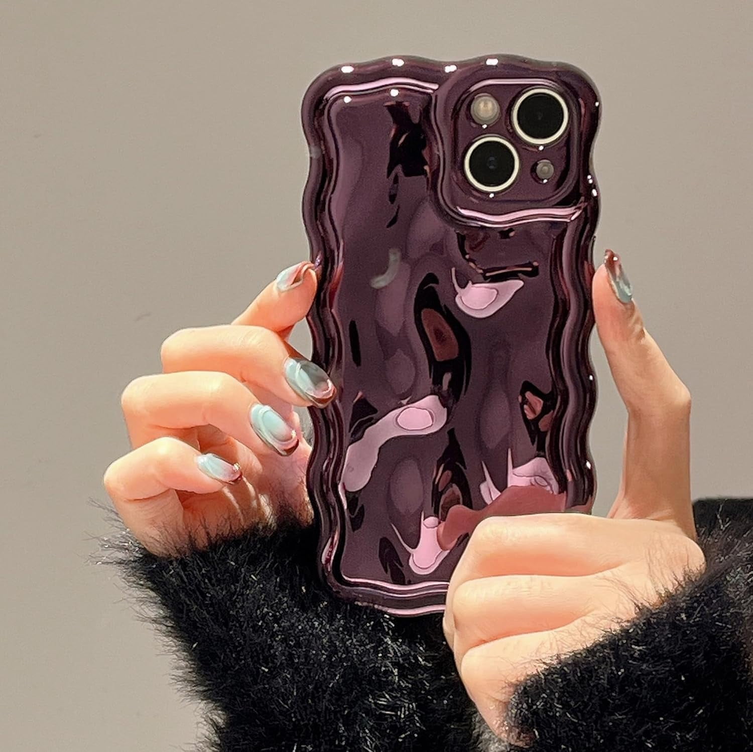 Case for iPhone 15 Pro Max,3D Meteorite Bubble Pattern Electroplate ...