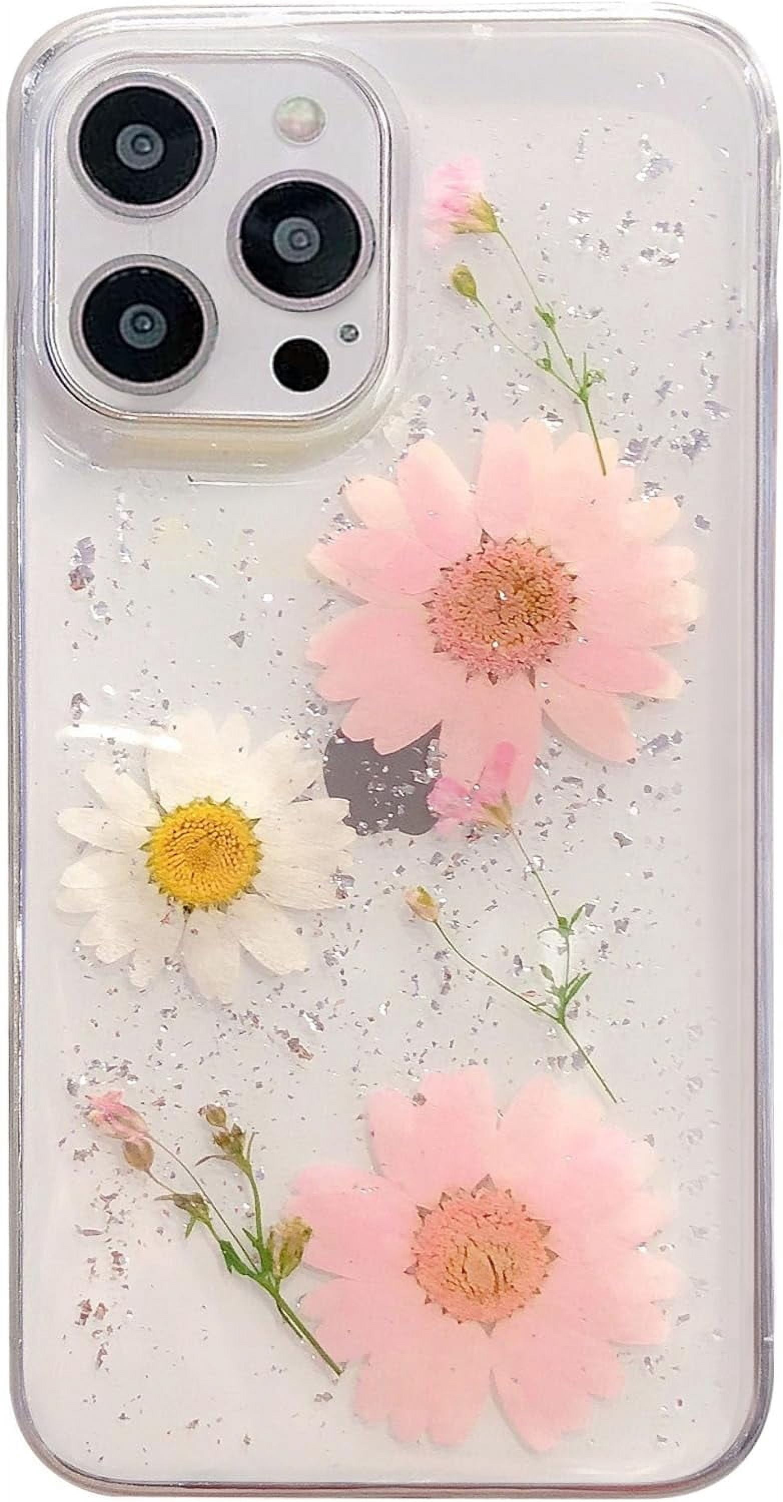 Case for iPhone 15 Pro Max, Bling Glitter Sequin Handmade Real Dried ...