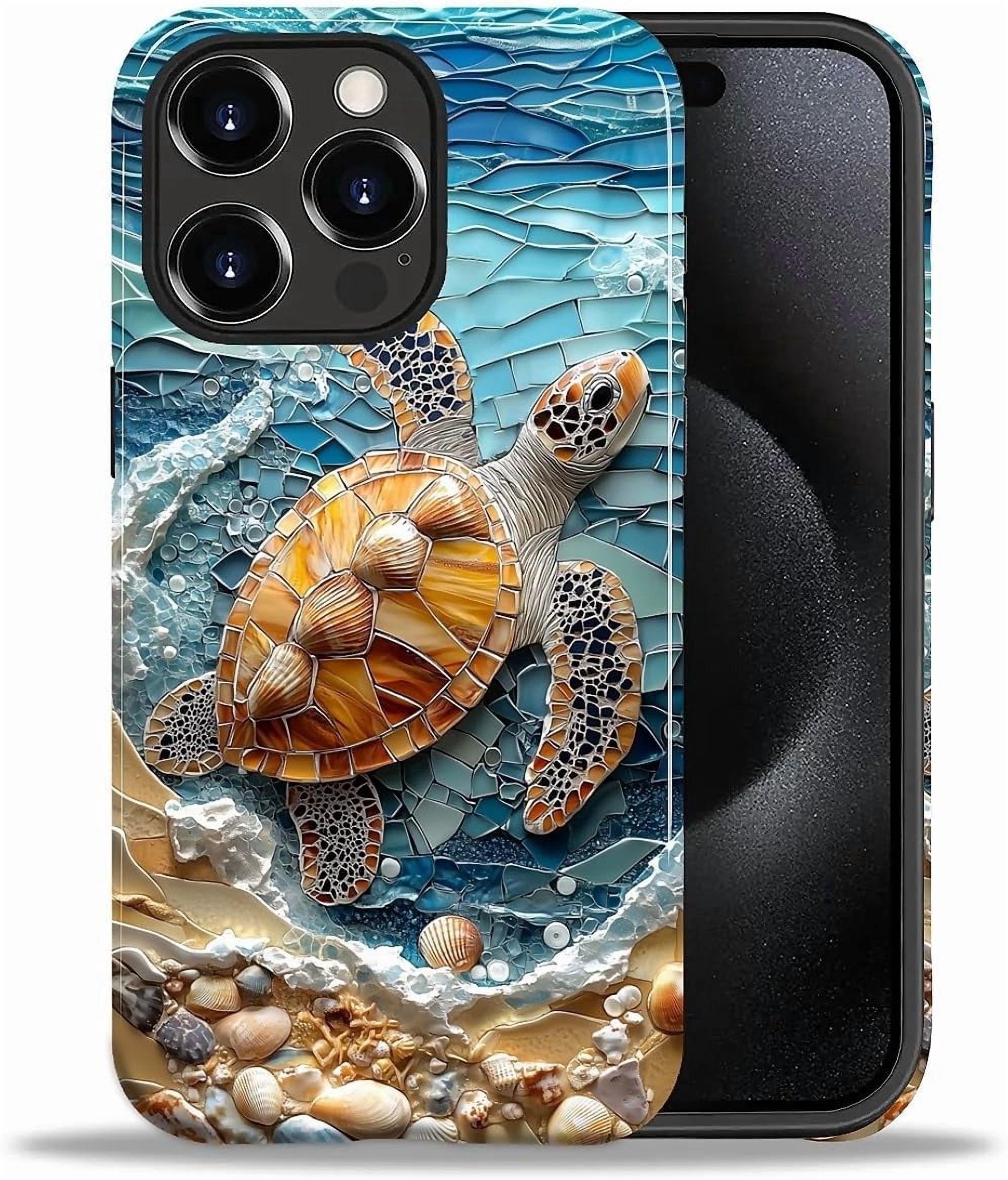 Case for iPhone 15 Pro Max, Ocean Turtle Beach Sea Waves Design Hybrid ...