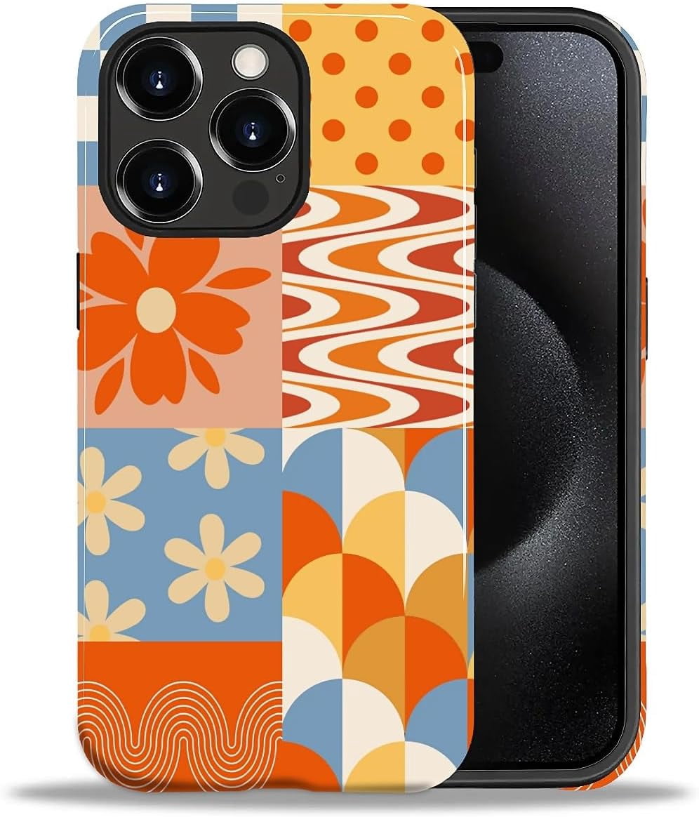 Case for iPhone 15 Pro Max, Retro Colorful Geometric Flower Vintage B ...