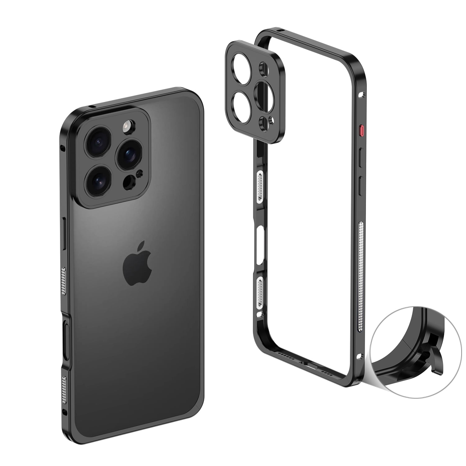 Case for iPhone 15 Pro, Rugged Metal Frame with Metal Camera Lens Cover ...
