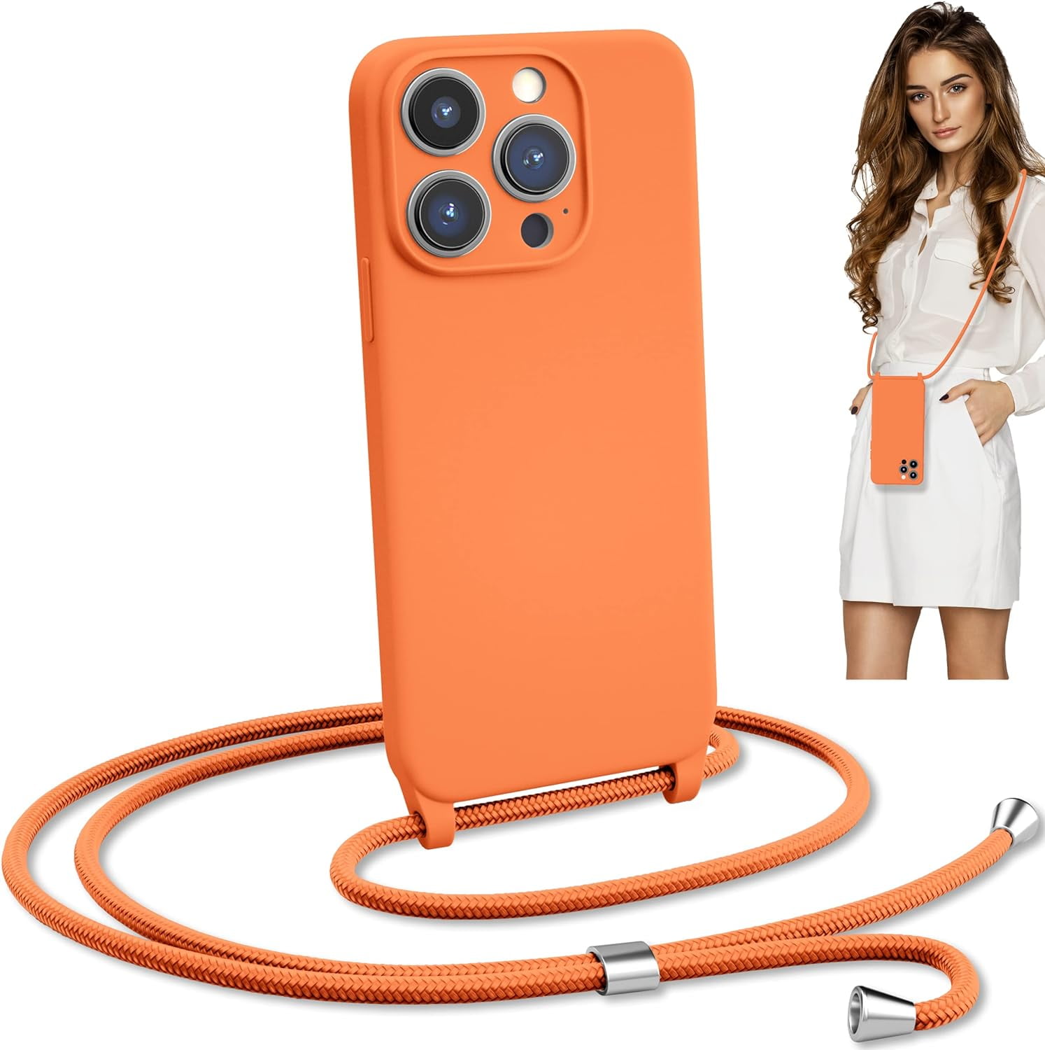 Case for iPhone 16, Hands-Free Neck Cross Body Wrist, Adjustable Rope ...