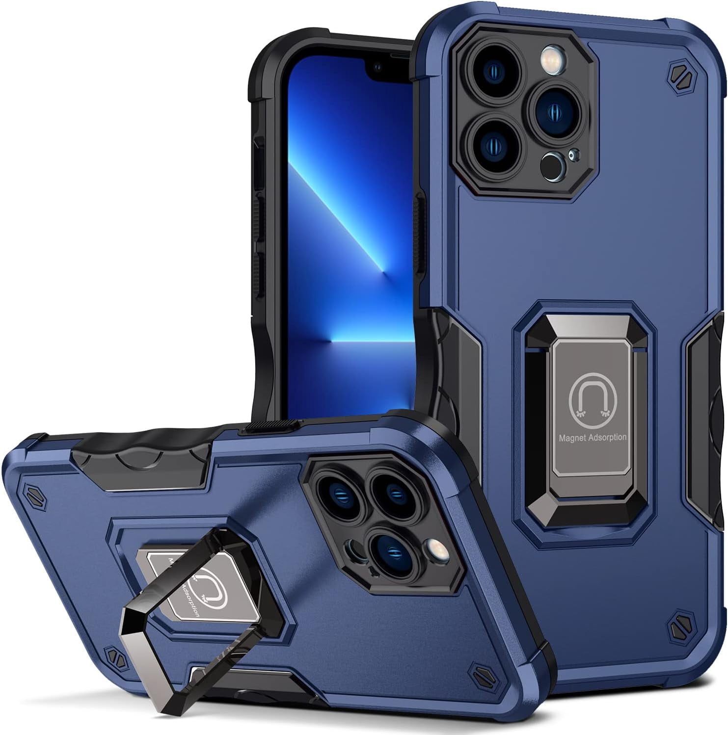 Case for iPhone 16,Military Grade TPU+PC [Built-in Kickstand] Dual ...