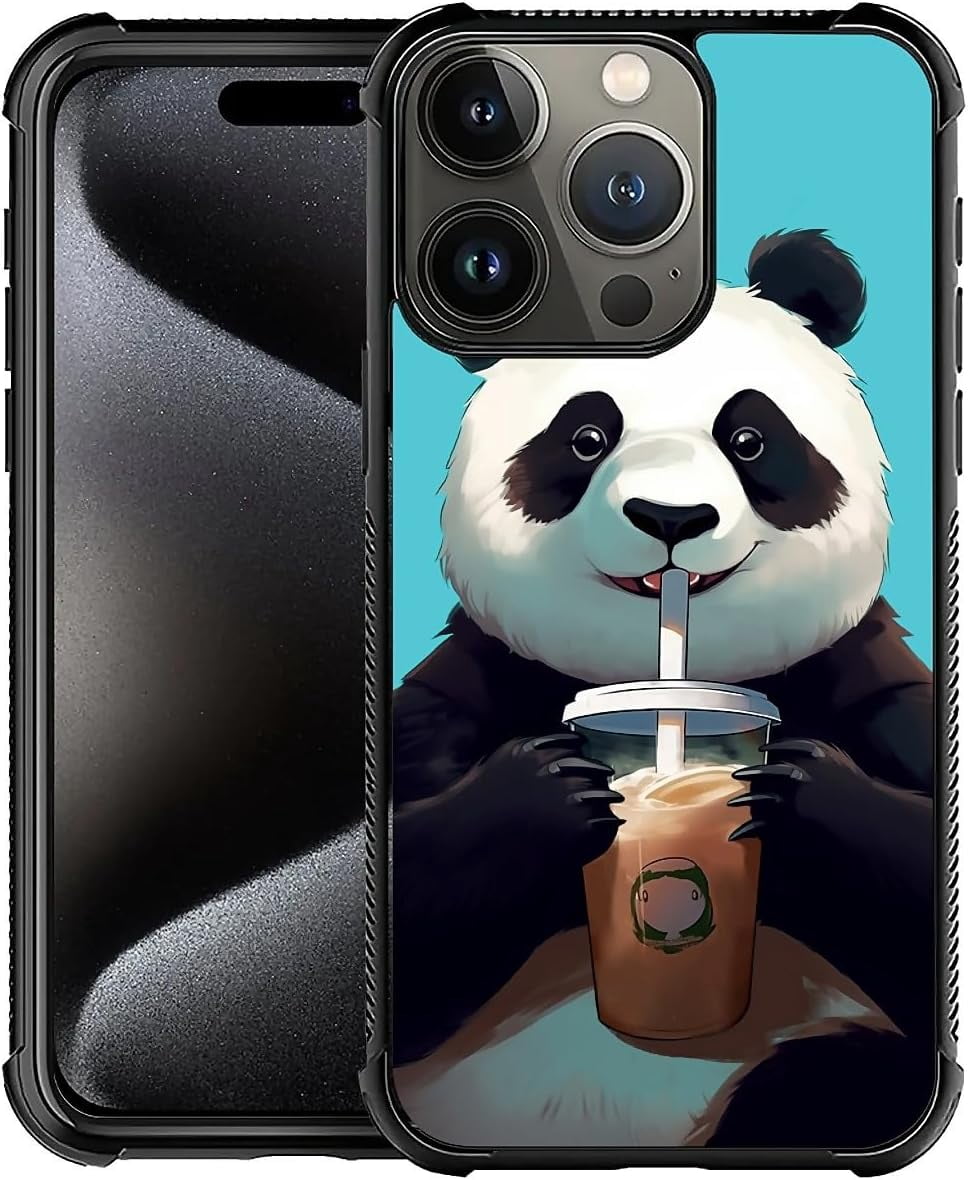 Case for iPhone 16 Pro Case, Cute Cartoon Panda Drink Coffee Pattern ...