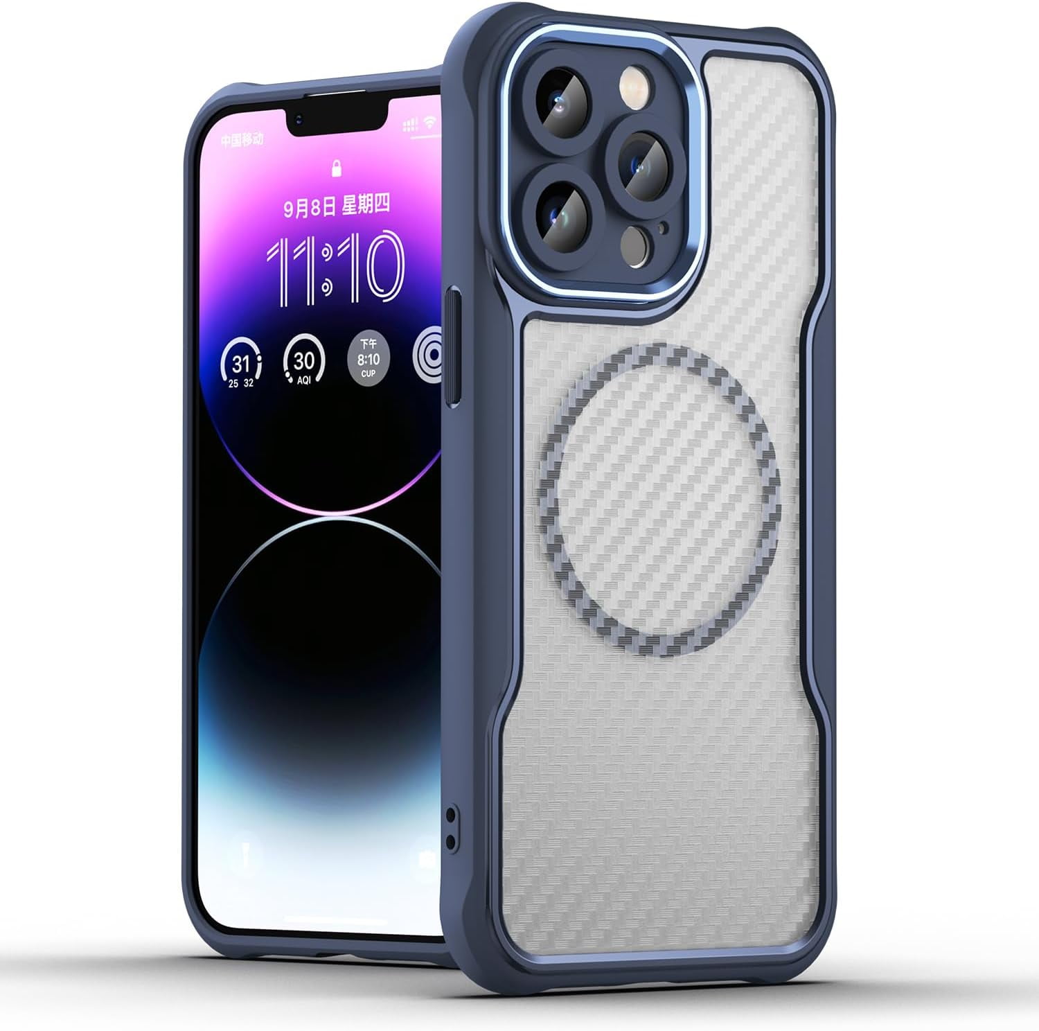 Case for iPhone 16 Pro,Full-Body Rugged Carbon Fibre Protective Clear ...