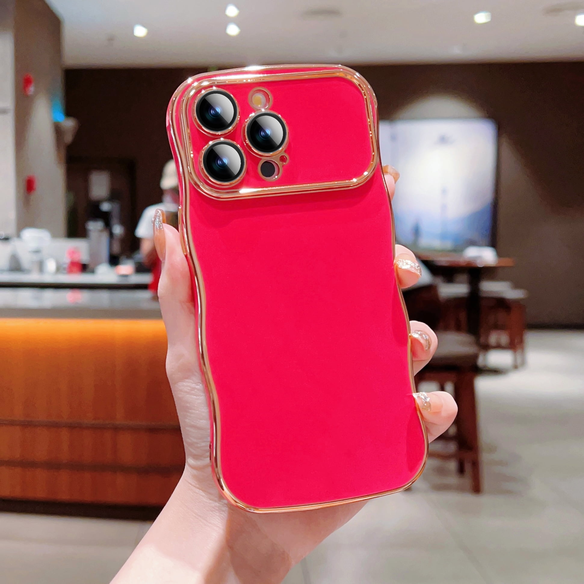 Case for iPhone 16 Pro, Luxury Plating Case for Women Girls Cute Wave ...