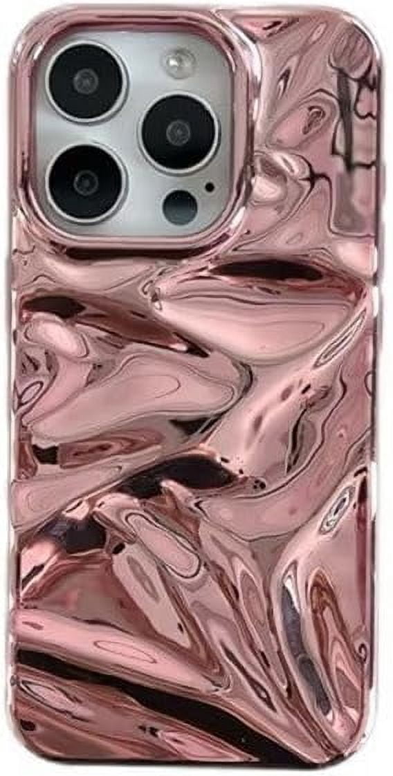 Case for iPhone 16 Pro Max,Luxury Plating Water Wrinkles Design Plating Frame Cute Lovely Girly ...