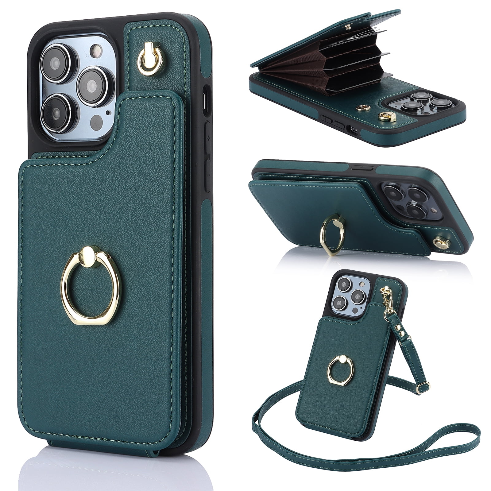 Case for iPhone 16 Pro Wallet Phone Case with Ring Stand & Adjustable ...