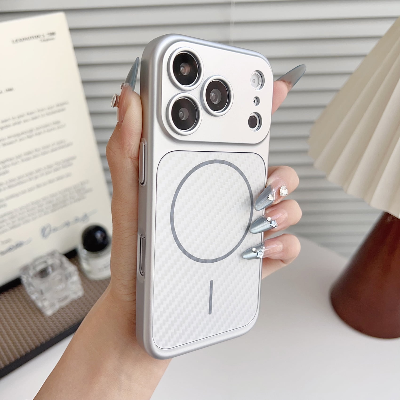 Case for iPhone 17, Compatible with MagSafe, Carbon Fiber Texture Back ...