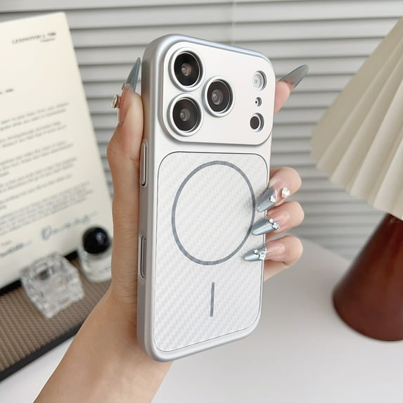 Case for iPhone 17, Compatible with MagSafe, Carbon Fiber Texture Back ...