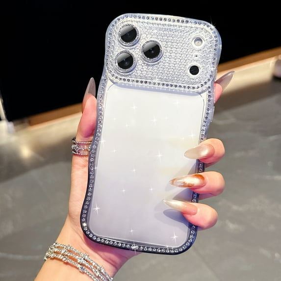 Case for iPhone 17 Pro, Fashion Diamond Glitter Wavy Frame Lens ...