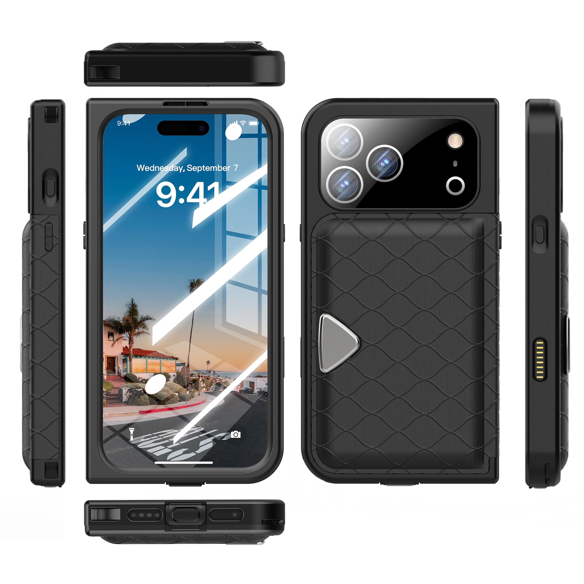 Case for iPhone 17 Pro, PU Leather + TPU + PC, with Lens Film ...