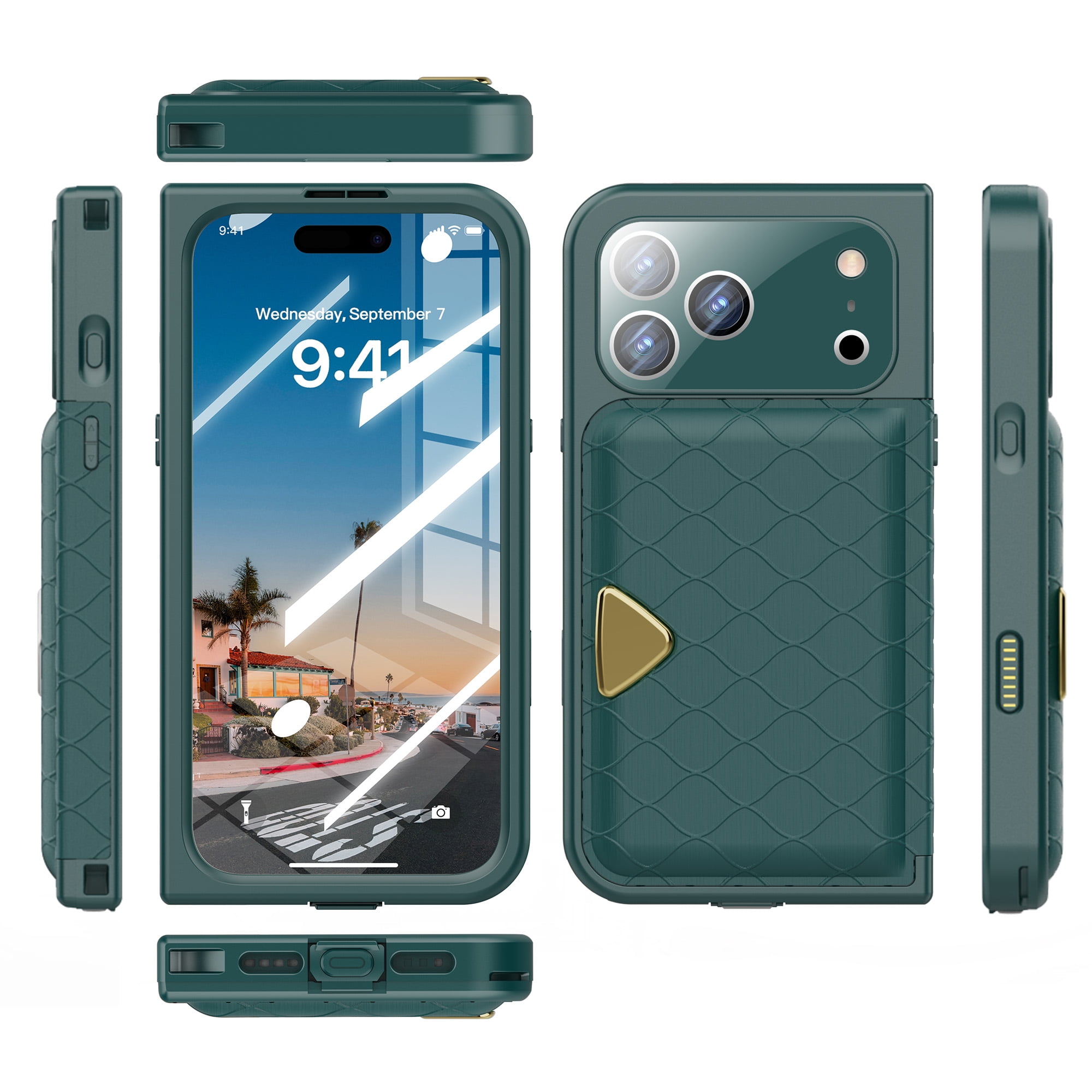 Case for iPhone 17 Pro, PU Leather + TPU + PC, with Lens Film ...