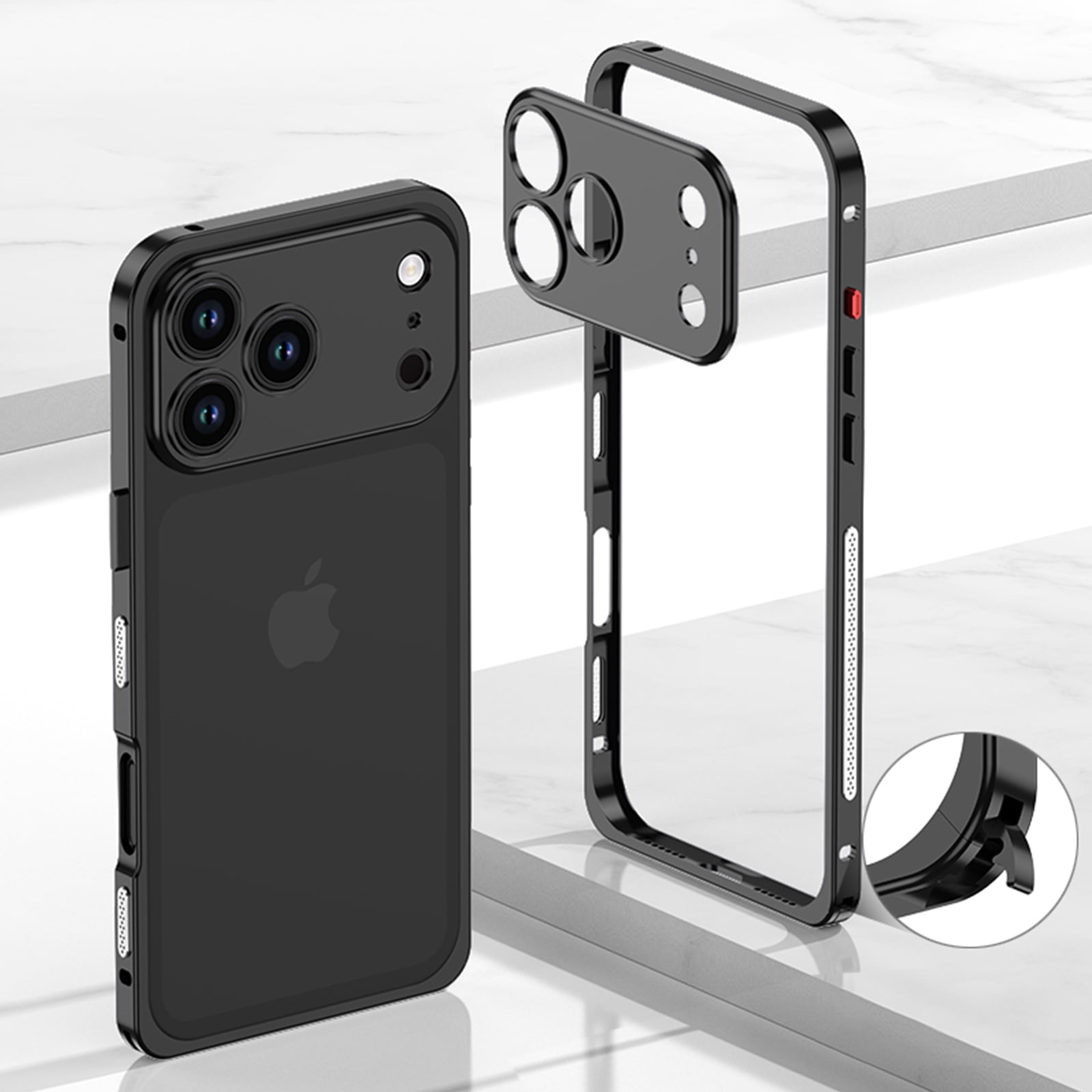 Case for iPhone 17 Pro, Rugged Metal Frame with Metal Camera Lens Cover ...