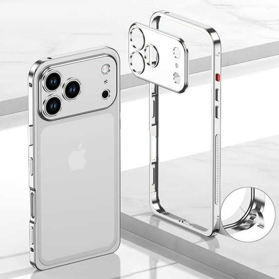 Case for iPhone 17 Pro, Rugged Metal Frame with Metal Camera Lens Cover ...