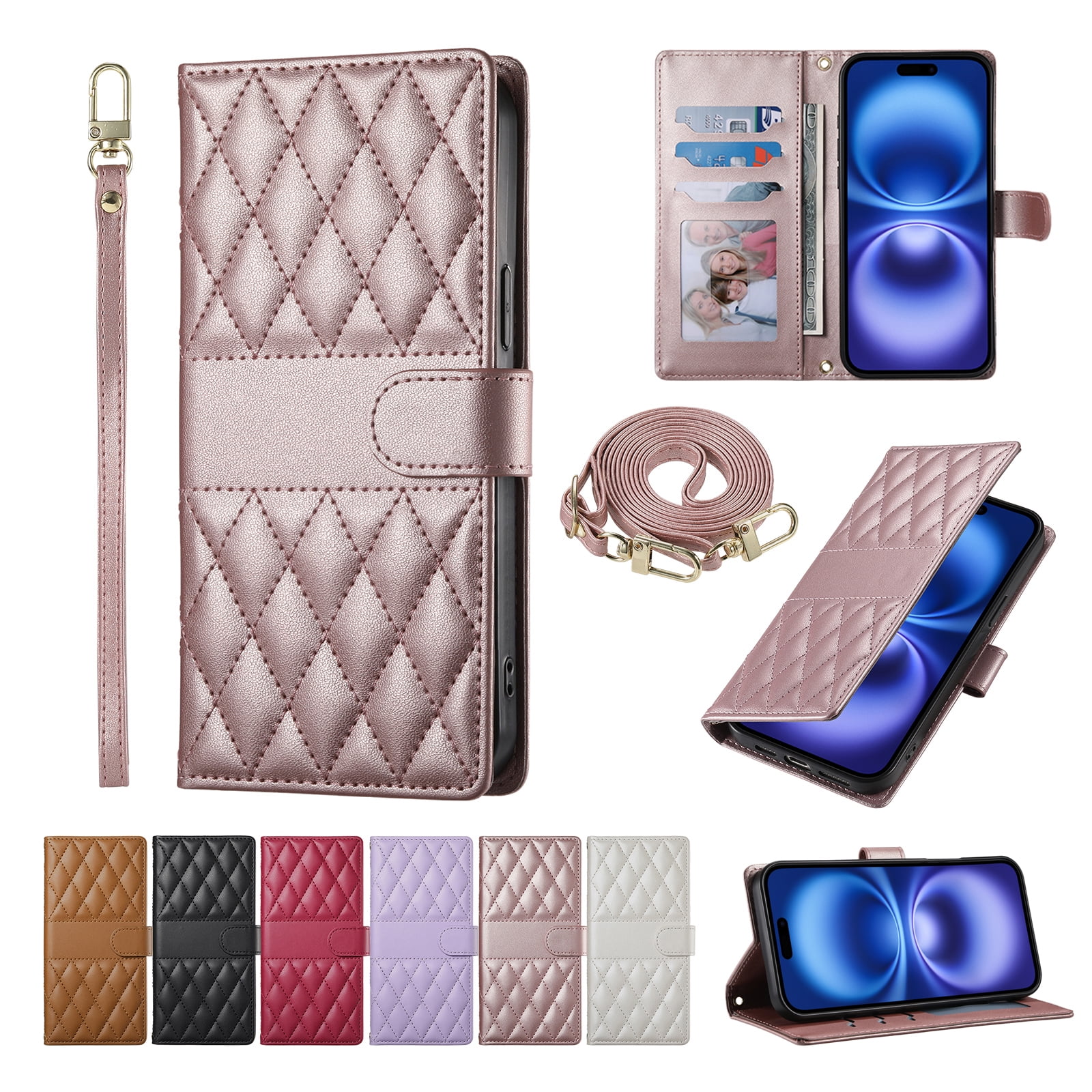 Case for iPhone 6 Plus/7 Plus/8 Plus wallet wrist strap shoulder strap ...