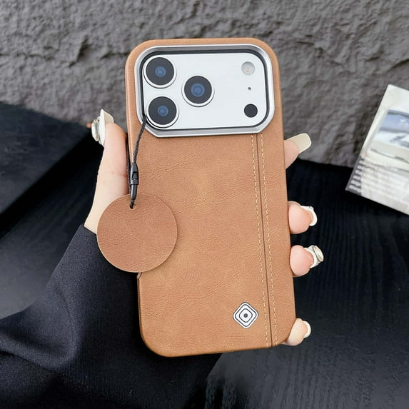 Case for iPhone Air, PU Leather Back + TPU Bumper Frame + Metal Camera ...
