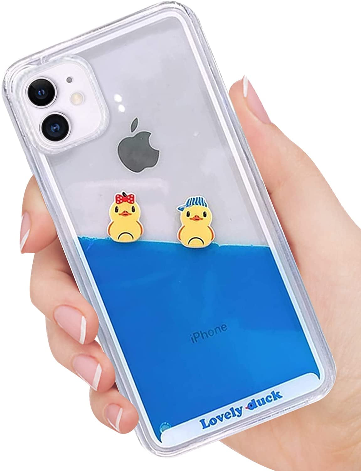 Case for iPhone X/XS，3D Dynamic Blue Liquid Floating Ducks and Pirate ...