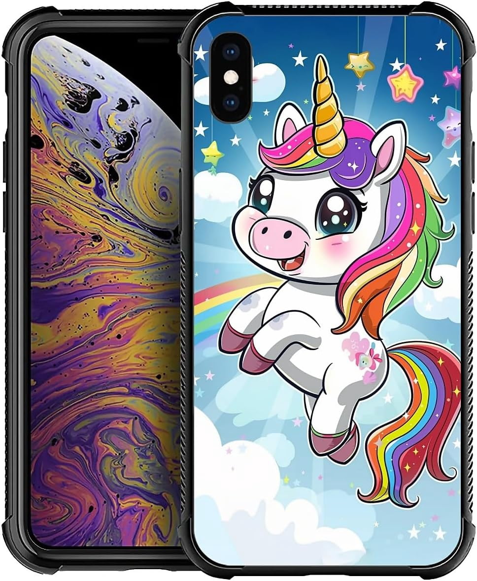 Case for iPhone X/Xs Case, Cute Cartoon Unicorn Rainbow Pattern Graphic ...