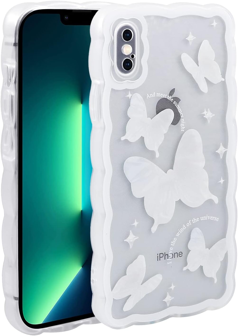 Case For Iphone Xiphone Xs Case Cute Cartoon White Butterflies For Girls Unique Kawaii Tpu