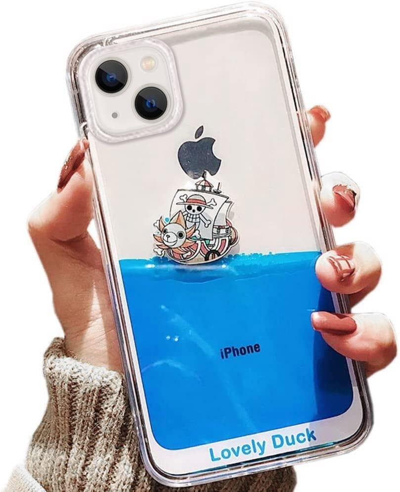 Case for iPhone XR，3D Dynamic Blue Liquid Floating Ducks and Pirate ...