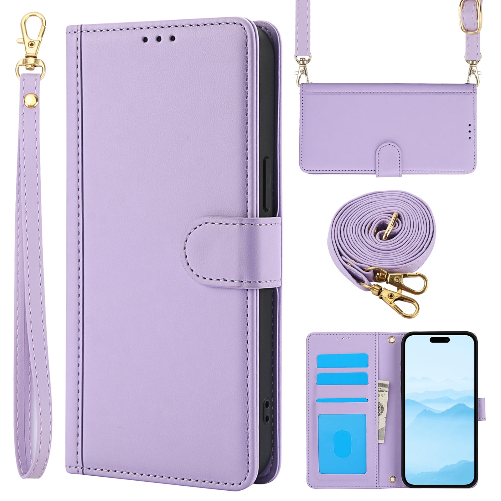 Case for iPhone XR Crossbody Wallet with Lanyard & Wrist Strap, Card ...