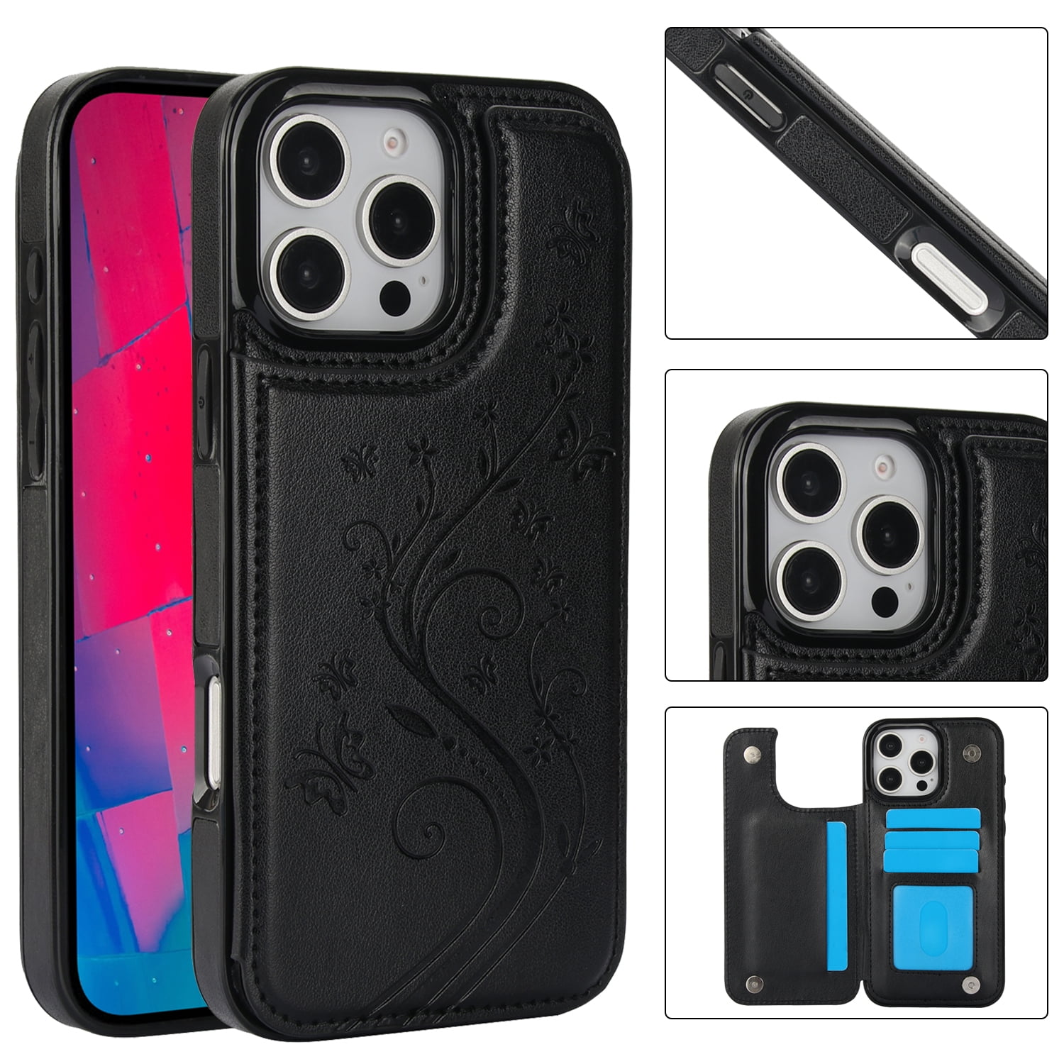 Case for iPhone7 Plus Phone case wallet with card clip, embossed ...