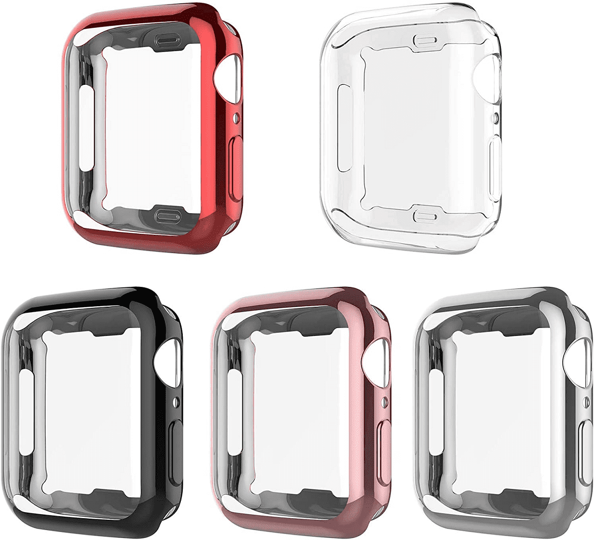 Case for iWatch Series 7 SE 6 5 4 3 2 1 38 40 41 42 44 45MM, [5-Pack ...