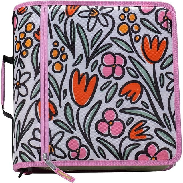 Case-it Mighty Zip Tab Zipper Binder, 3" O-Ring with 5-color tabbes ...