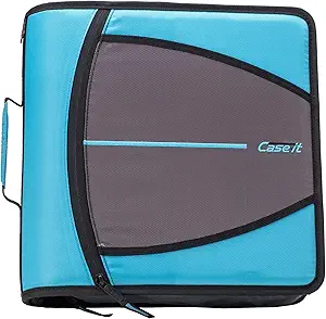 Case-it Mighty Zip Tab Zipper Binder, 3" O-Ring with 5-color tabbes ...