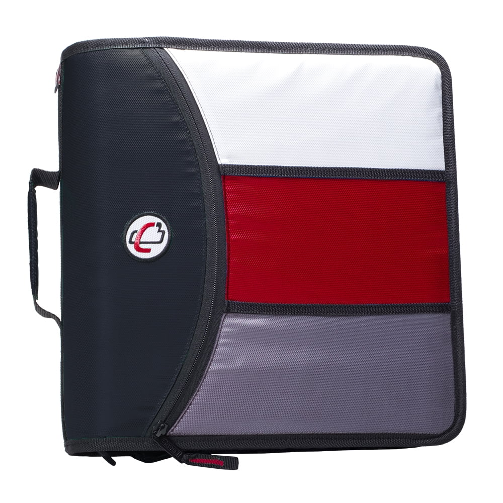 Case•it Mighty Zip Tab, Zipper Binder w/ 5-Sub. tab File, Black, 3" Cap ...