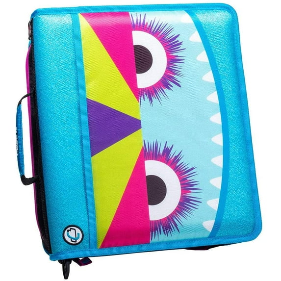 "Case-it Monster Eye Zipper Binder - Double Sided 1.5"" D-Ring - 500 ...