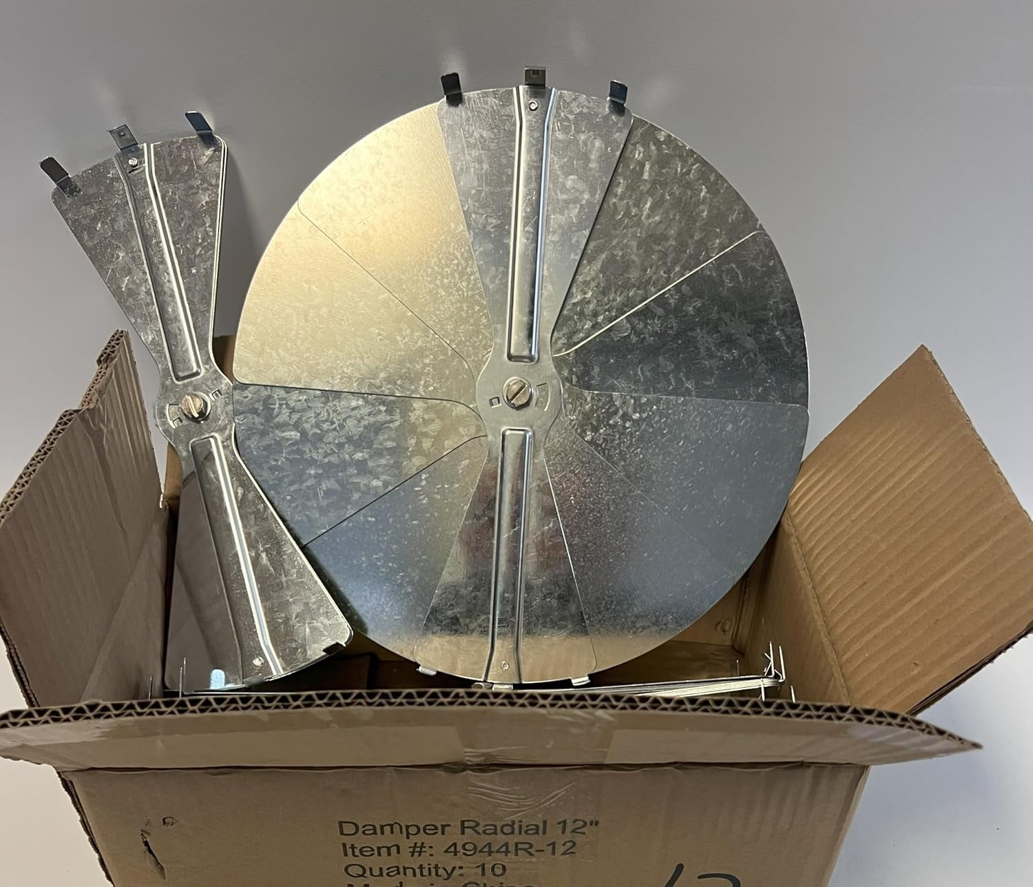 Case of 10 Radial Air Dampers, Galvanized Steel, 6", 8", 10", 12"or14 ...