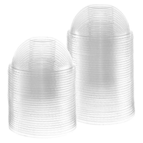 [Case of 1000] Clear (No hole) Dome PET Plastic Lids 98mm Rim for 12 ...