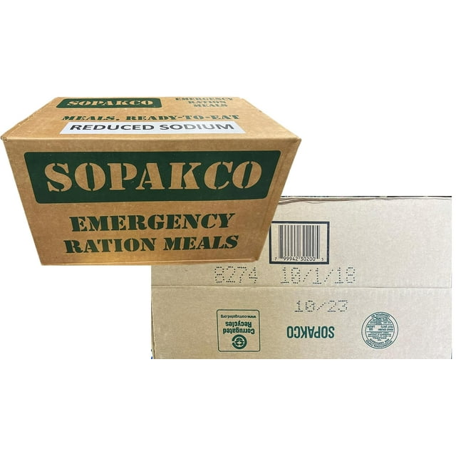 Case of 14 SOPAKCO MRE Reduced Sodium Emergency Ration Meals - Ready to ...