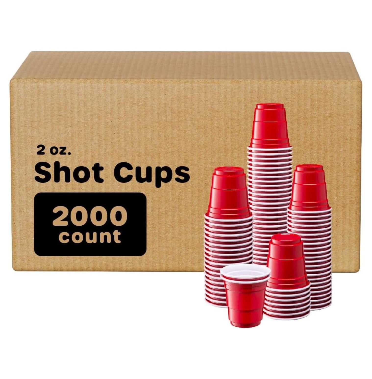 [Case of 2,000 2 oz. Mini Plastic Shot Glasses Disposable - Red Jello ...