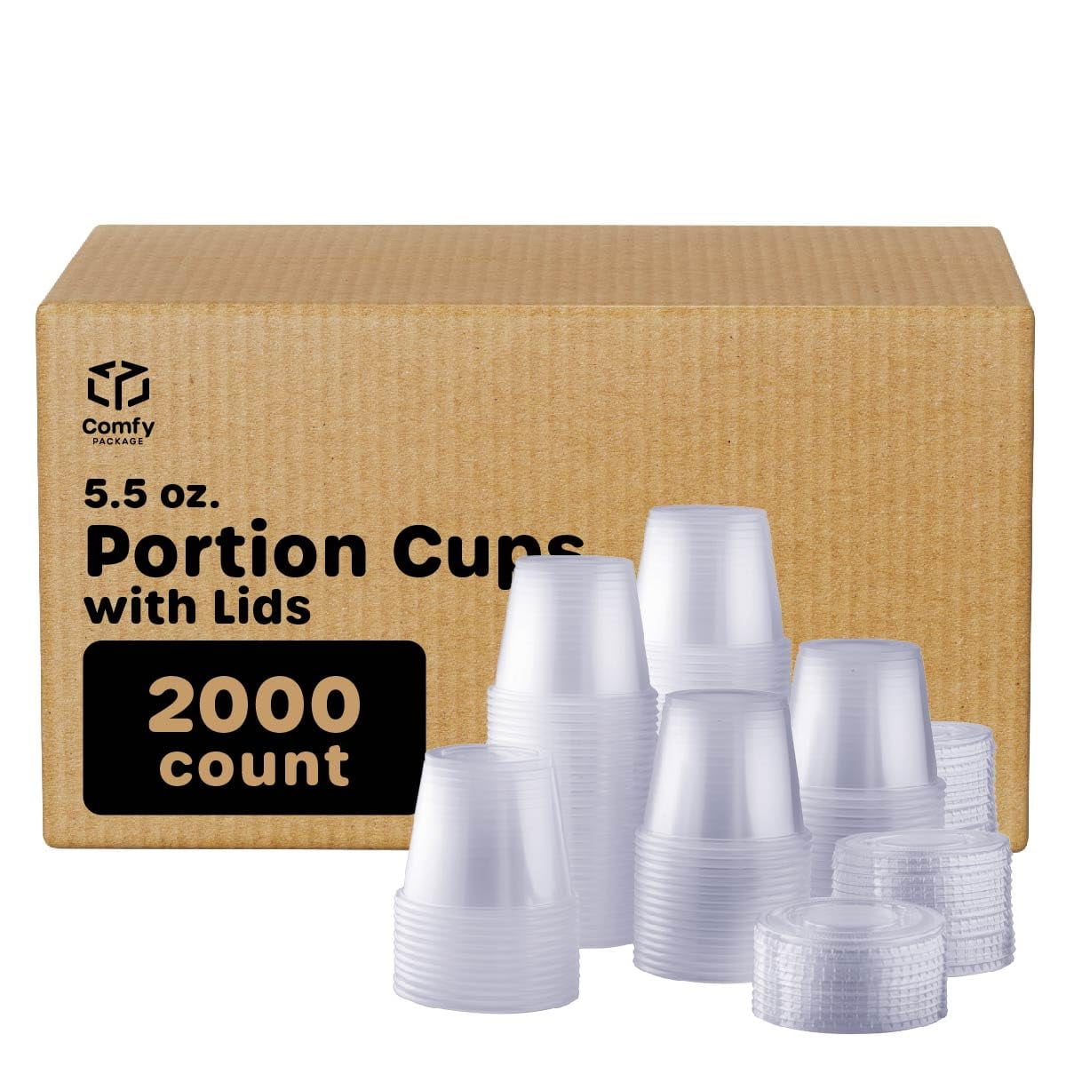 2000 Pack 2 oz Clear Plastic Portion Cups with Lids, Disposable Soufflé ...