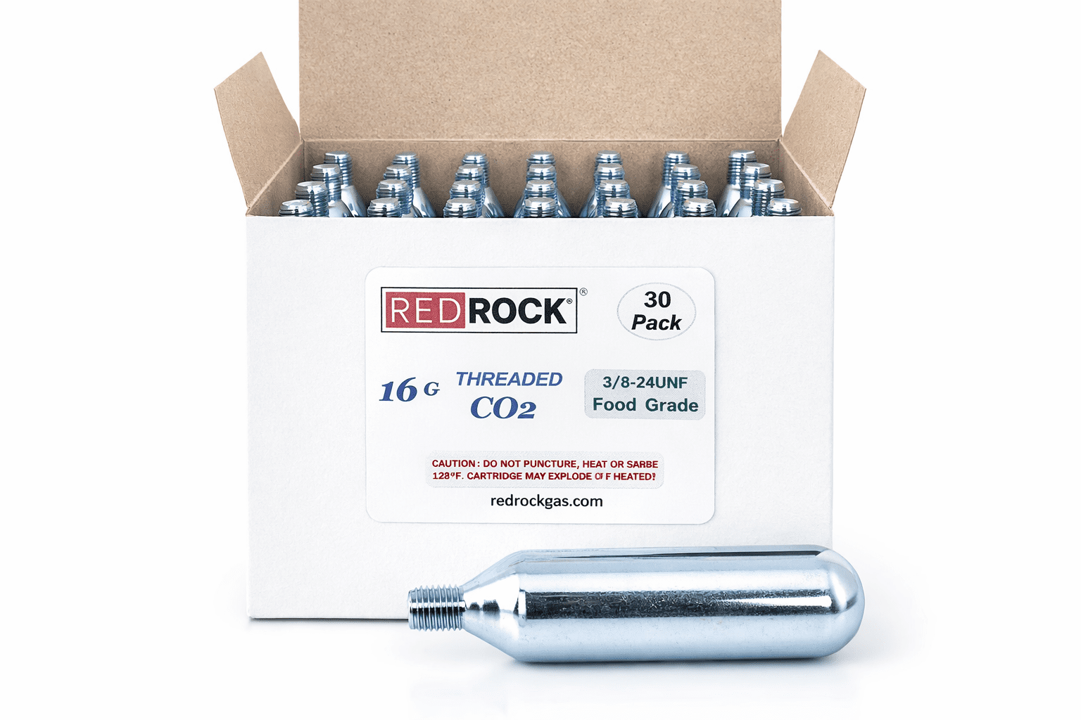 RedRock 16g Threaded CO₂ Cartridges, Case of 30, 3/8" Food-Grade for ...