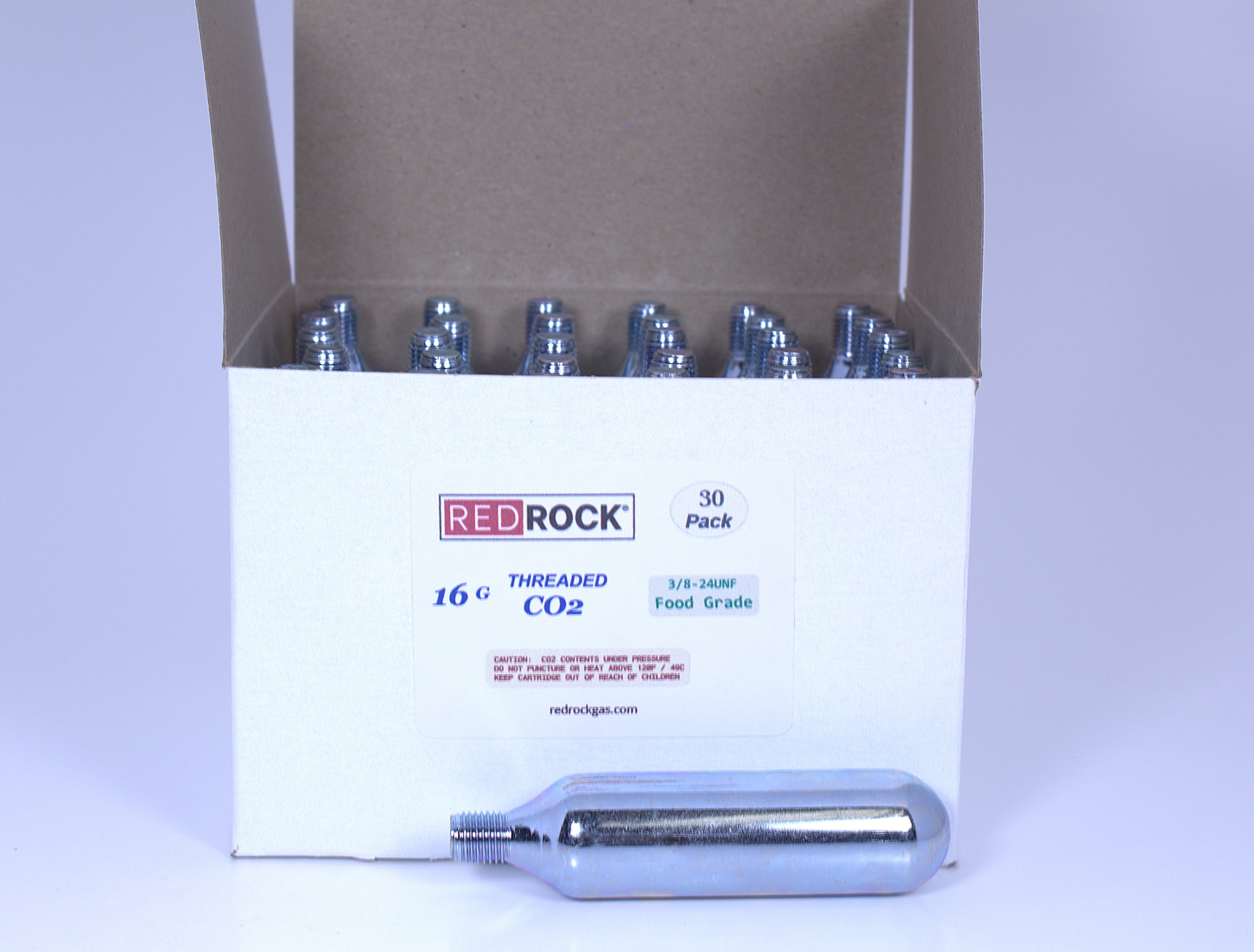 RedRock | Case of 30 | 16g Threaded CO₂ Cartridges – 3/8" Food-Grade ...