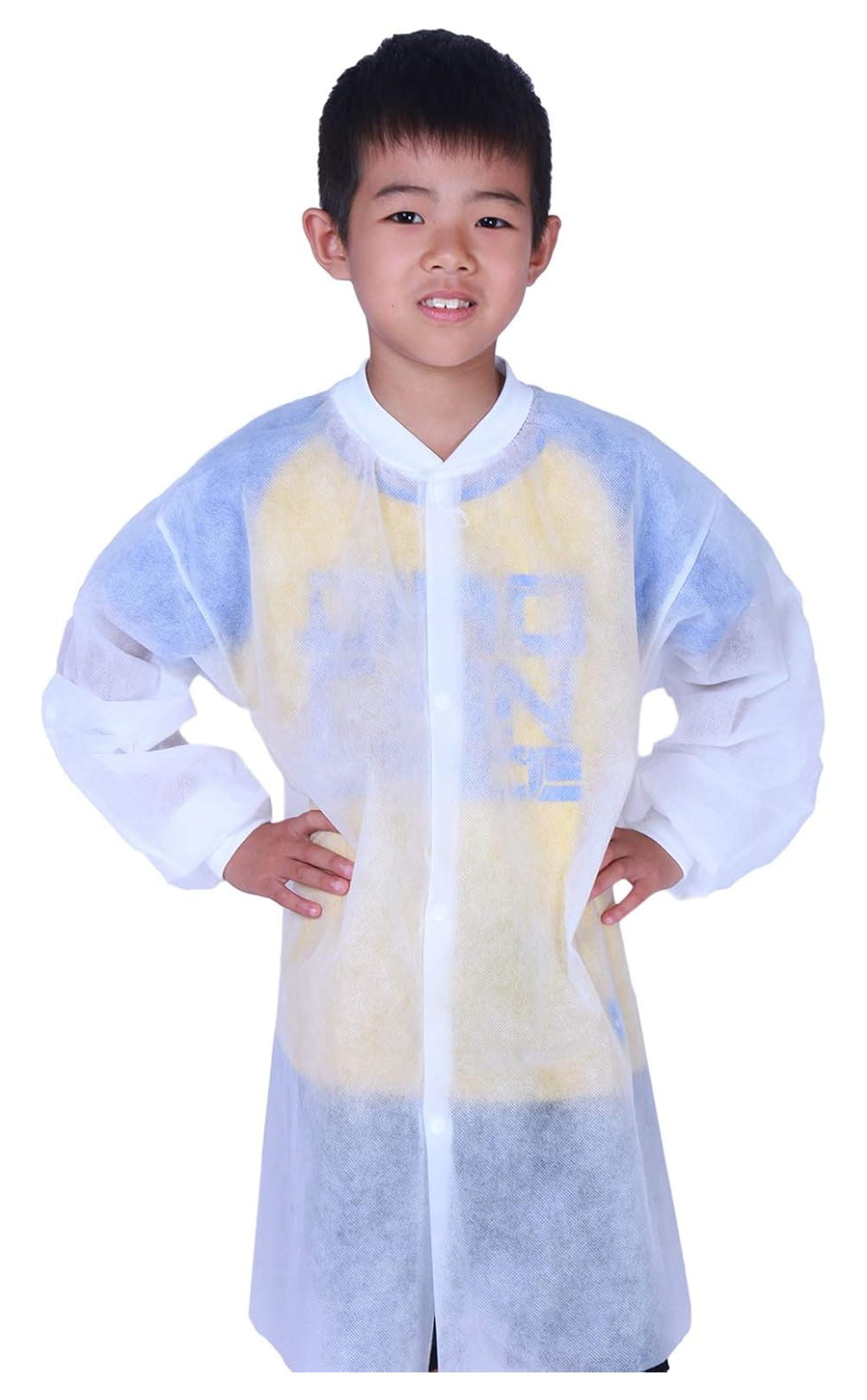 Case of 50 Disposable Lab Coats for Kids with Knit Cuffs, Medium ...